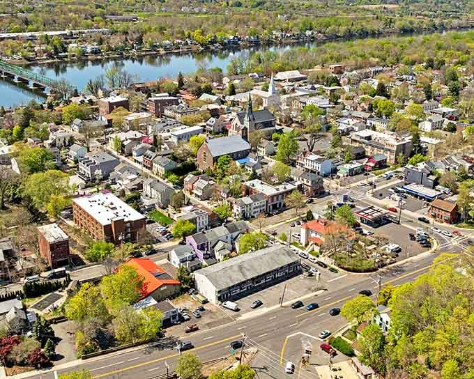 From above, Lambertville looks like a postcard that somehow escaped being overrun by chain stores and parking lots.