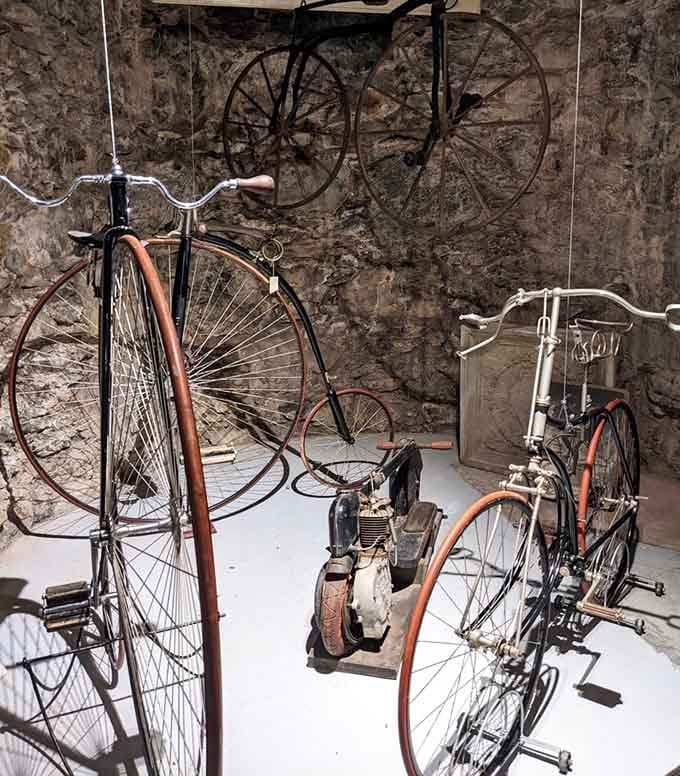 When bicycles had wheels bigger than your dining table, because apparently comfort was entirely optional back then.