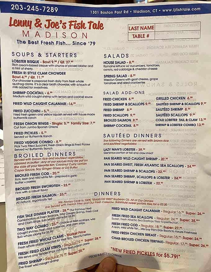 When a menu proudly declares "The Best Fresh Fish Since '79," you know they're not messing around with quality.