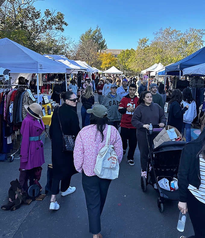 The crowd flows through like a river of treasure hunters, each one convinced today's their lucky day.