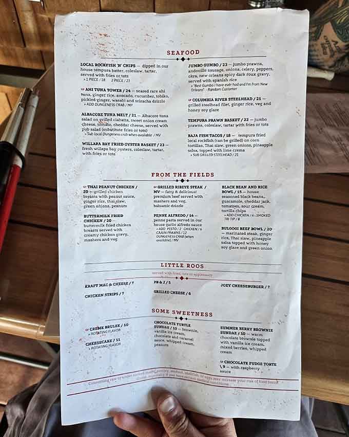 This menu reads like a greatest hits album of coastal comfort food and landlubber favorites done right.