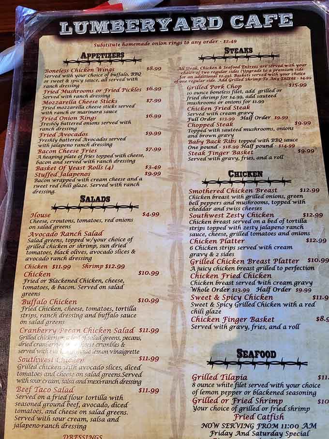 This menu reads like a love letter to comfort food, with enough variety to satisfy every craving you didn't know you had.