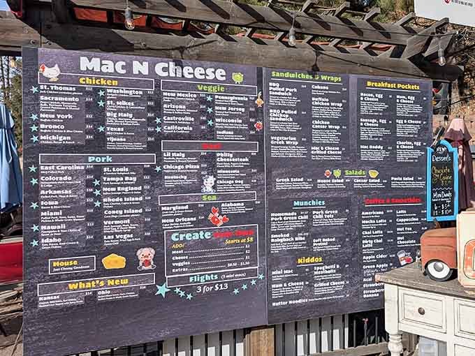 This menu board is basically the Declaration of Independence for mac and cheese lovers everywhere.