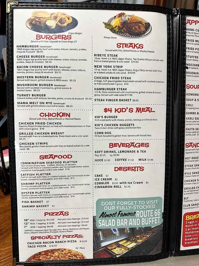 When a menu offers everything from ribeye to pizza to oyster platters, you know they're not messing around here.