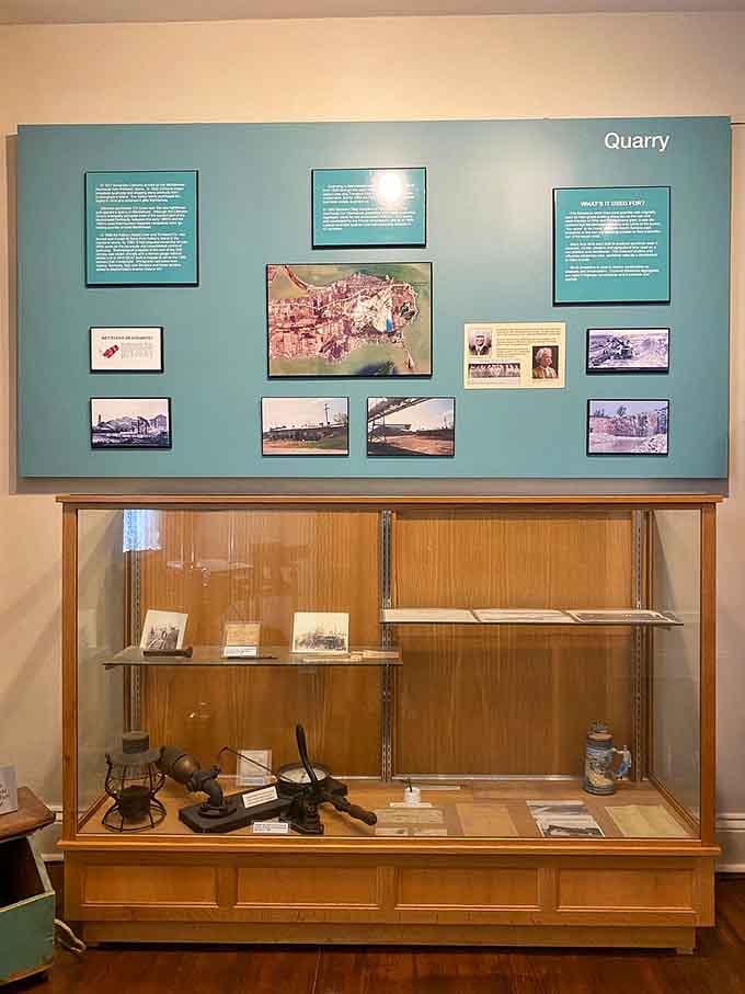 Inside the museum, quarry history comes alive through photographs and artifacts that tell Marblehead's industrial story beautifully.