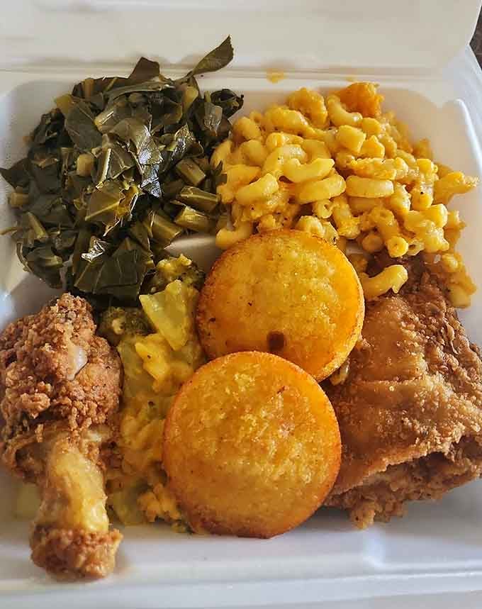 Fried chicken, mac and cheese, collards, and hush puppies: the Mount Rushmore of Southern comfort.