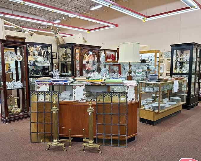 Those ornate display cases aren't just holding glassware; they're protecting decades of family dinners and special occasion memories.