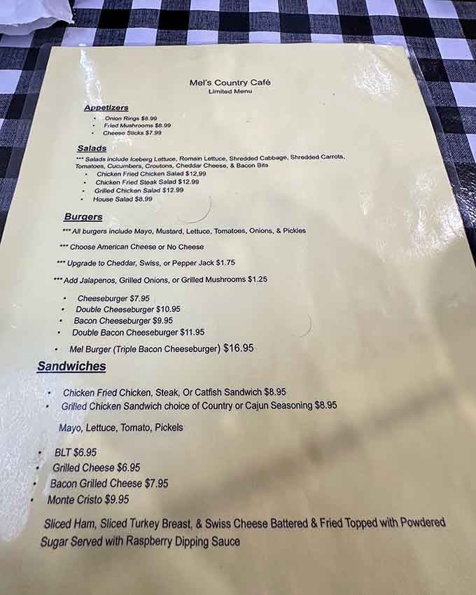 This menu is your roadmap to happiness, featuring everything from towering burgers to legendary chicken fried steak.