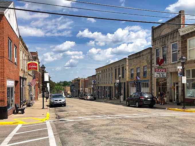 Downtown Mineral Point looks like a movie set, except everything here is genuinely old rather than Hollywood old.