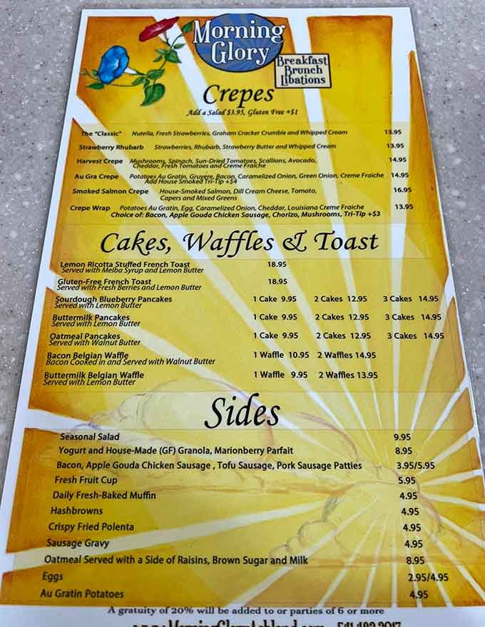 This menu reads like a greatest hits album of breakfast classics, each one more tempting than the last.