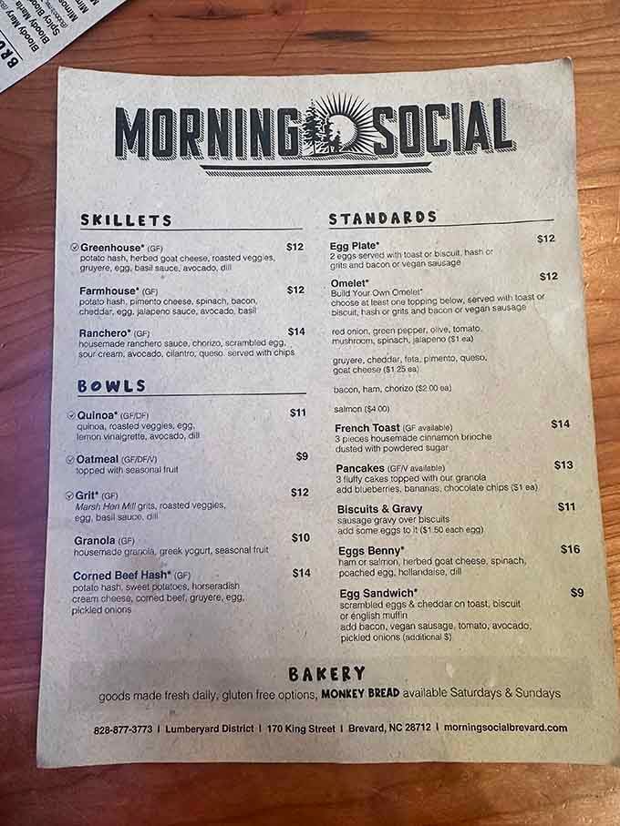 When a menu offers both Monkey Bread and Eggs Benny, you know someone's taking breakfast seriously here.