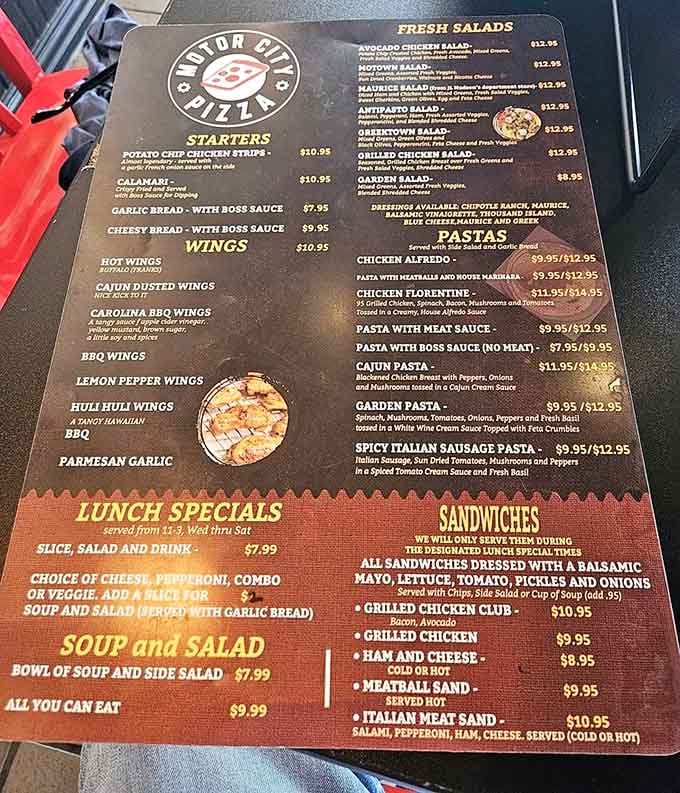 This menu reads like a love letter to Detroit, with enough options to make decision-making delightfully impossible.