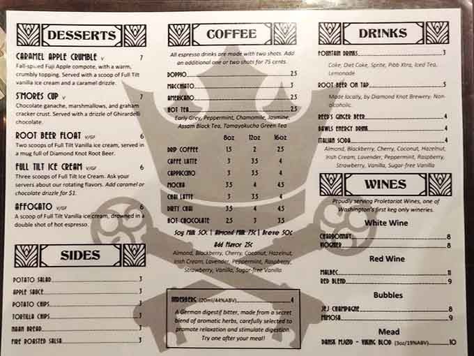 The menu reveals everything from caramel apple crumble to Italian soda, because winning at board games requires proper fuel.
