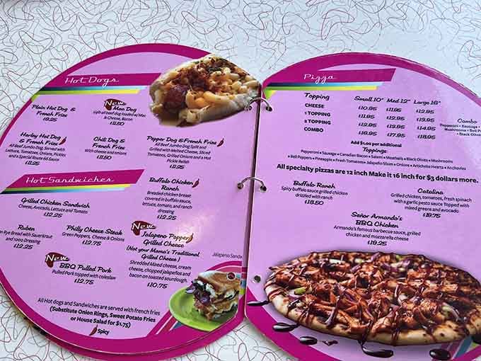 The menu comes in shades of pink that would make Barbie jealous, featuring classic American comfort food done right.