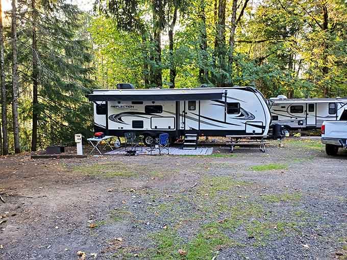 Your RV site comes with enough space to actually breathe, plus trees that provide shade and natural air conditioning.