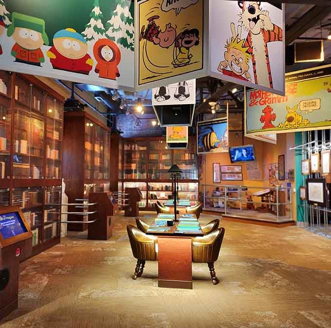 South Park meets Calvin and Hobbes meets Garfield in this ceiling of comedy legends, proving cartoons have always been funnier than real life.