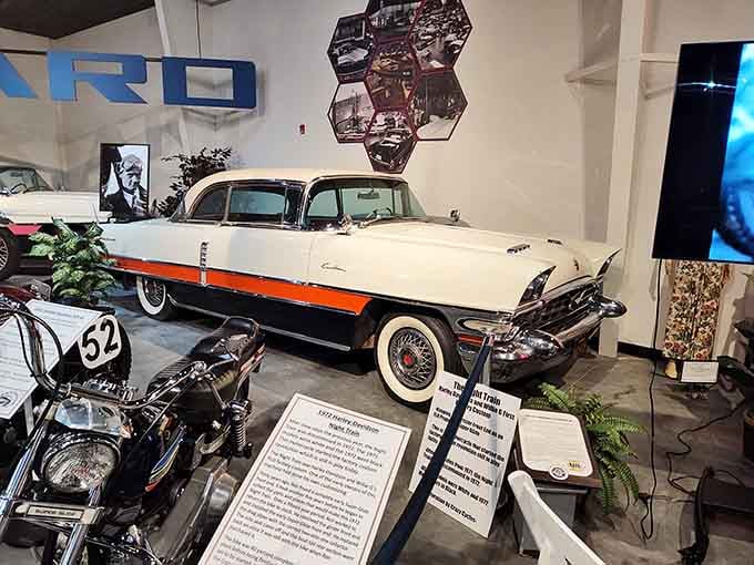 That two-tone stunner with whitewall tires could've been driven by someone very important back then.