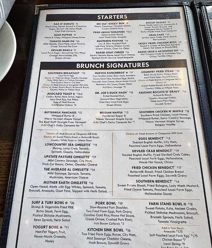 This menu reads like a greatest hits album of Southern breakfast, and every track is a banger.