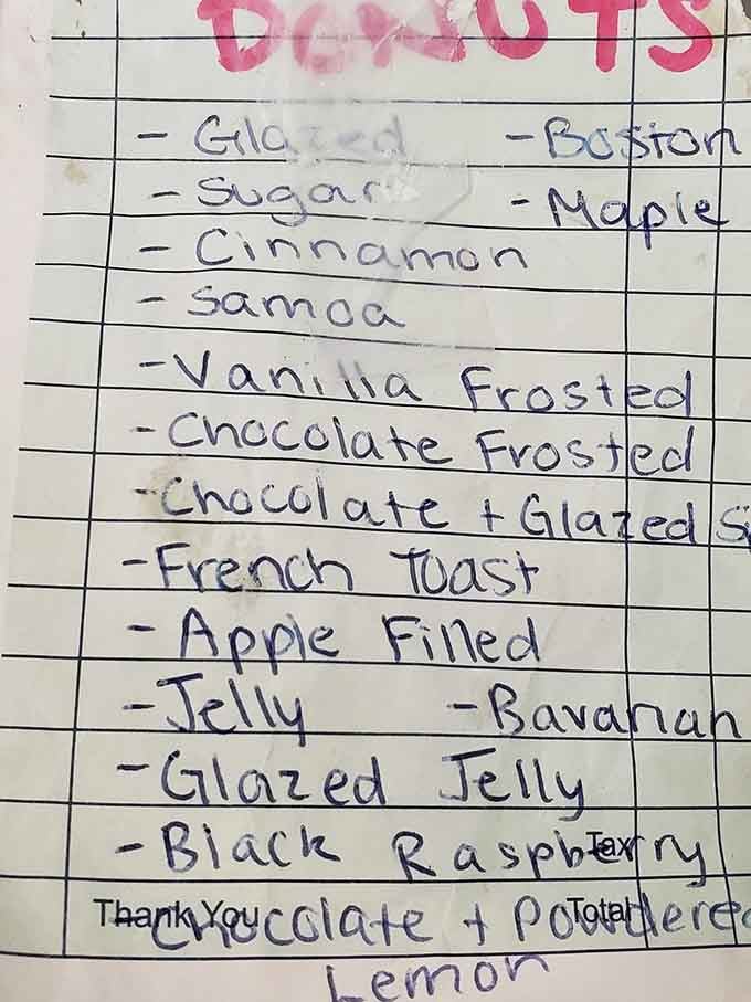 Handwritten menus are the universal sign that someone's too busy making great food to worry about fancy printing.