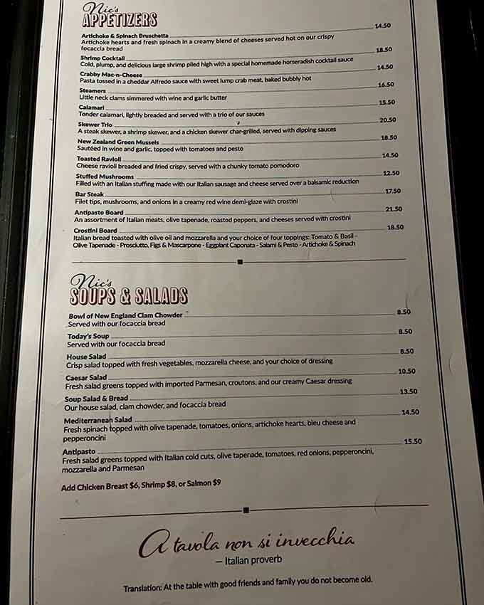 When a menu includes an Italian proverb about not aging at good tables, you know they understand dining.