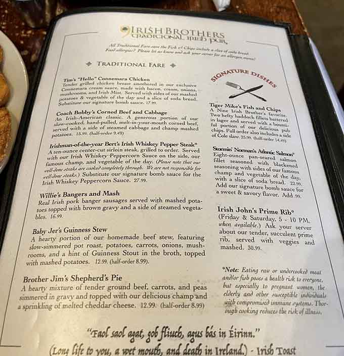 This menu reads like a greatest hits album of Irish comfort food, and every track is a banger.