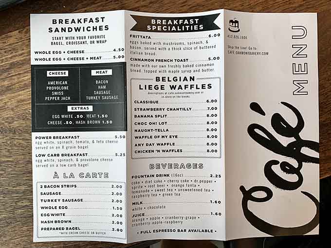 Belgian waffles and breakfast sandwiches share menu space, because choosing between sweet and savory is an impossible decision anyway.