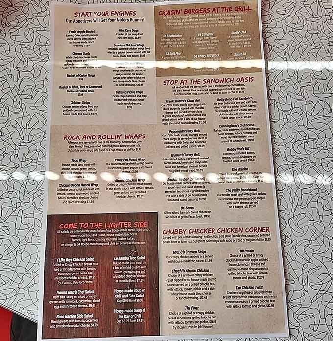 This menu reads like America's greatest hits album, featuring everything from wraps to comfort food classics.