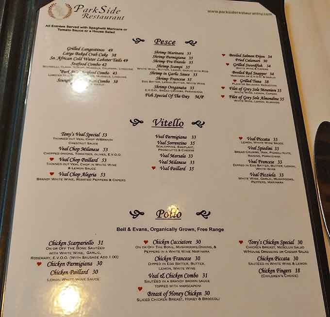 When a menu lists veal this many ways, you know the kitchen takes its Italian credentials seriously.