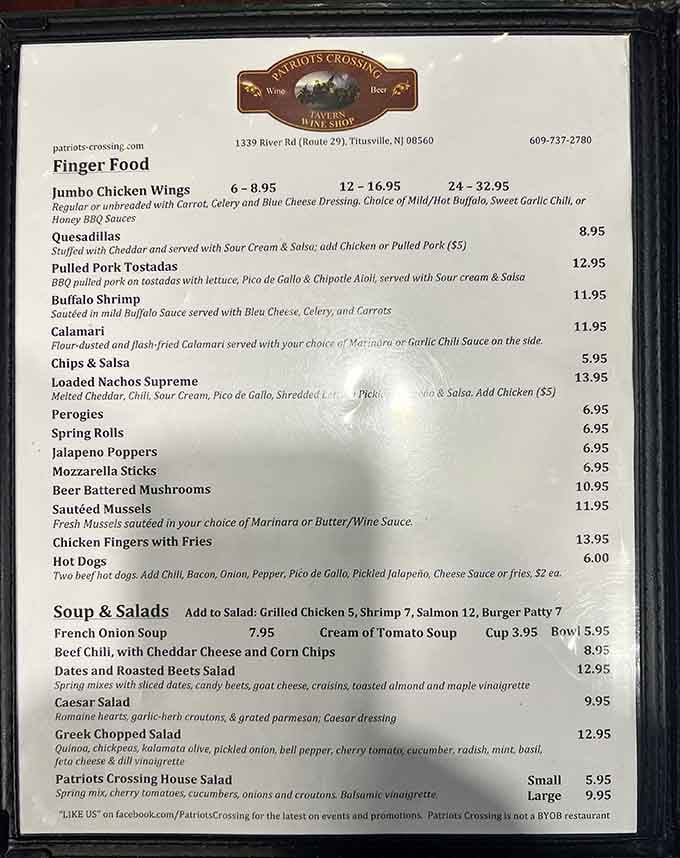 This menu reads like a greatest hits album of tavern favorites, each one better than the last.