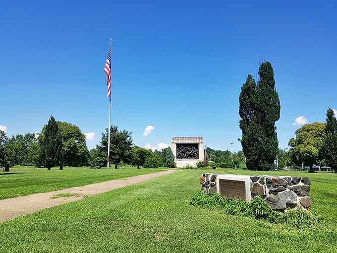 The monument stands proud on historic ground where American soldiers once defended Baltimore during the War of 1812.