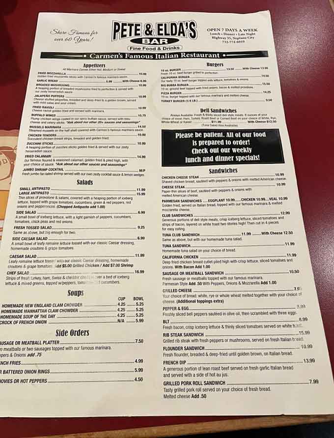 This menu reads like a greatest hits album, but let's be honest, you're here for one thing only.