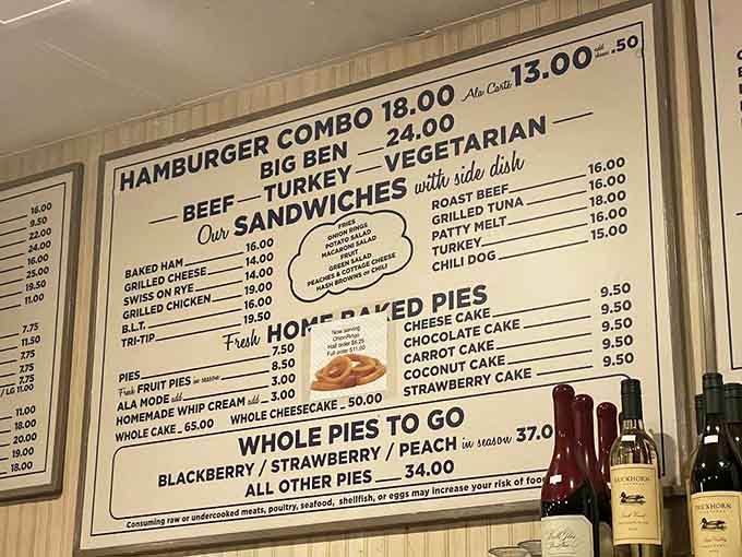 When your menu board includes "Big Ben" and whole pies to go, you know someone's got their priorities absolutely right.