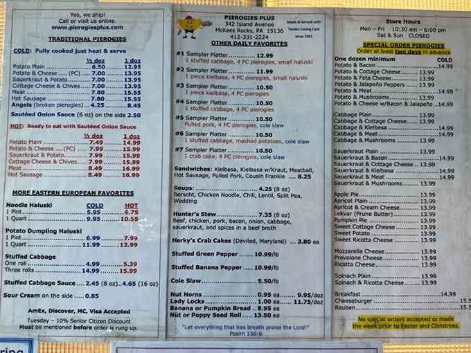 This menu reads like a greatest hits album of Eastern European comfort food, every option a chart-topper.