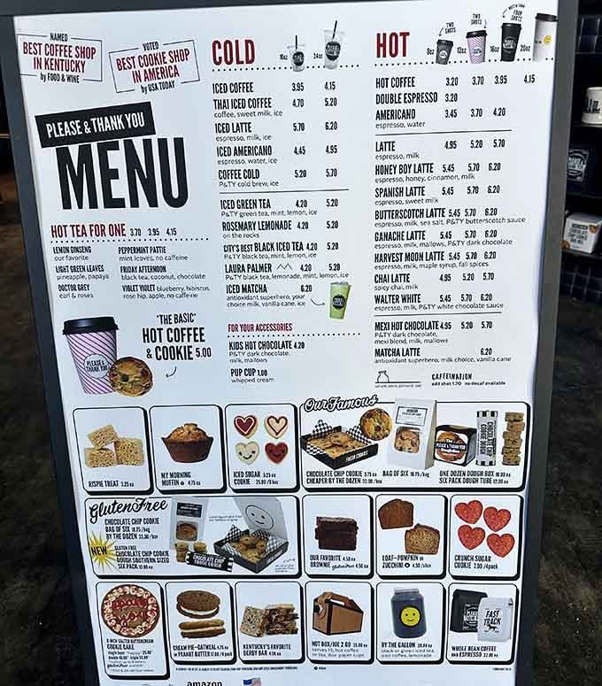 This menu board is basically a roadmap to happiness, featuring everything from chai lattes to butterscotch lattes to pure joy.