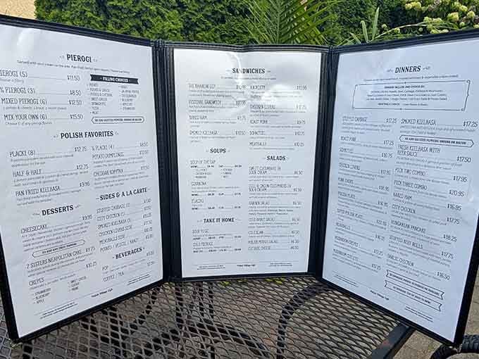 This menu reads like a love letter to Polish cuisine, with every page promising delicious decisions.