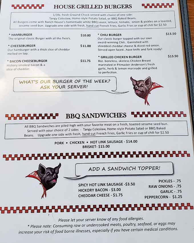 The menu features a cheerful cartoon pig who seems surprisingly enthusiastic about his role in all this.