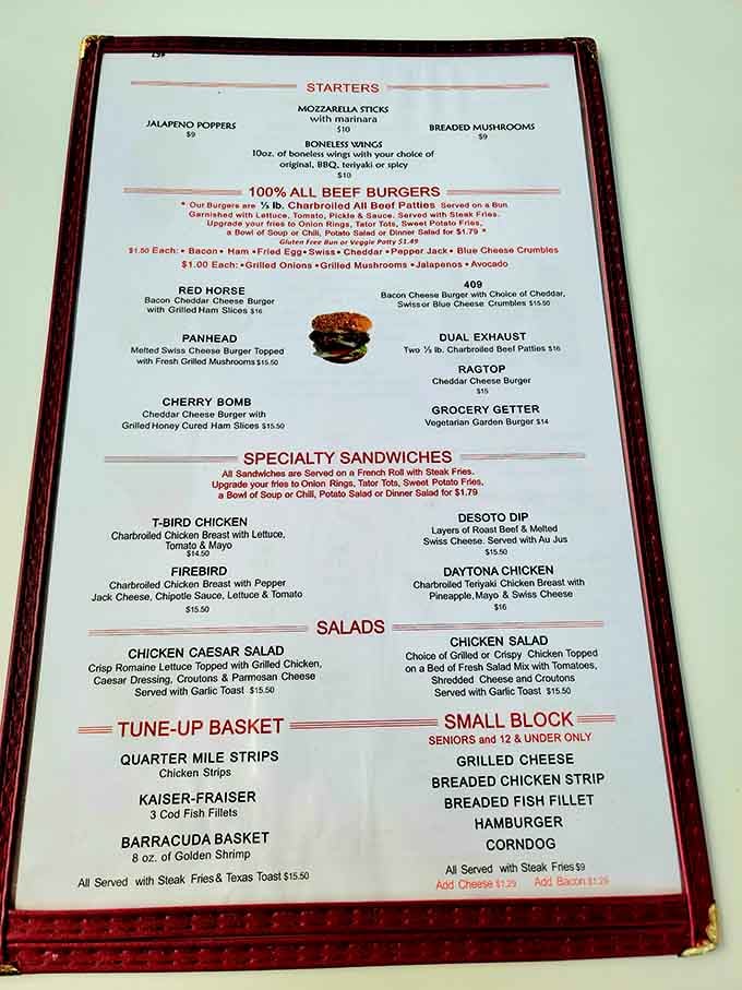 This menu proves that sometimes the best decisions in life involve choosing between multiple burger options.