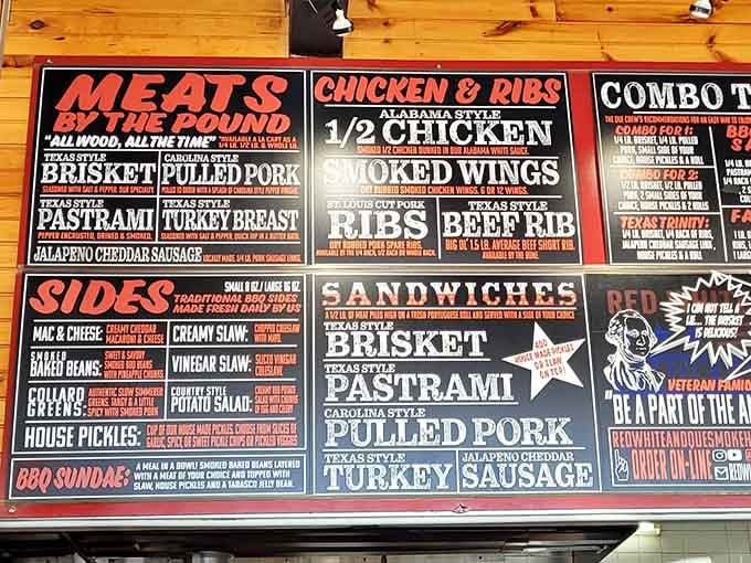 This menu board is basically a choose-your-own-adventure novel, except every ending involves you covered in barbecue sauce.