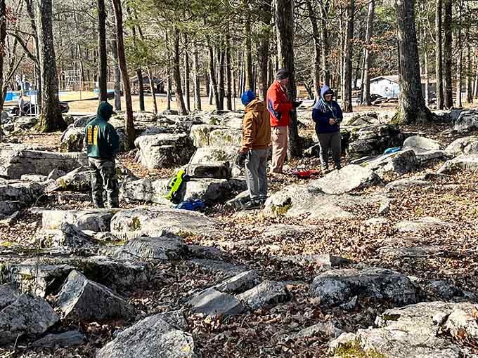 Above ground exploration reveals rocky terrain that hints at the spectacular underground world waiting just beneath your feet.