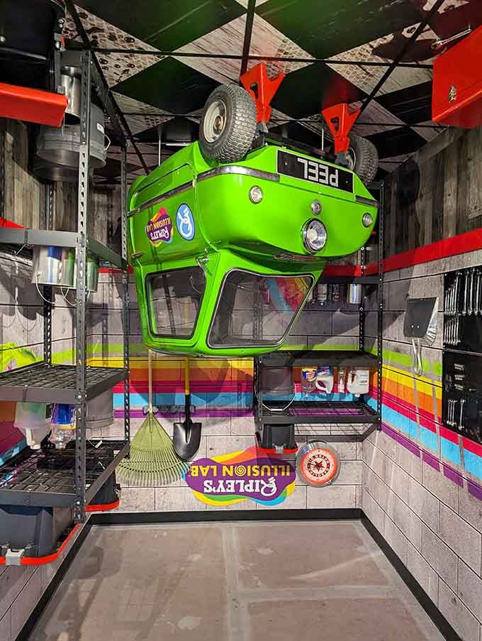 That lime green vehicle defying gravity overhead? Your brain's first official complaint of the day starts now.