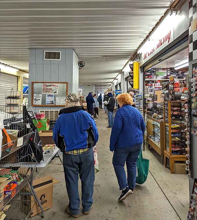 Shoppers navigate the climate-controlled corridors, hunting for deals with the focus of detectives solving their favorite mystery.