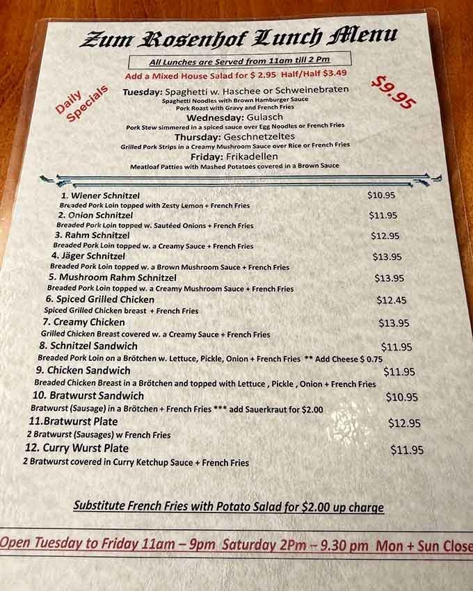 Daily specials from Gulasch to Frikadellen mean you could eat here all week without repeating a single meal.