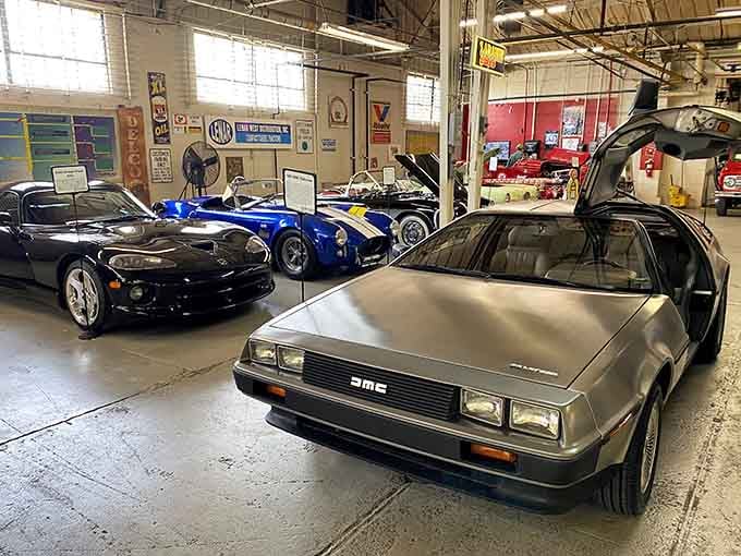 When a DeLorean shares space with Vipers and Corvettes, you know you've found something special beyond ordinary museums.