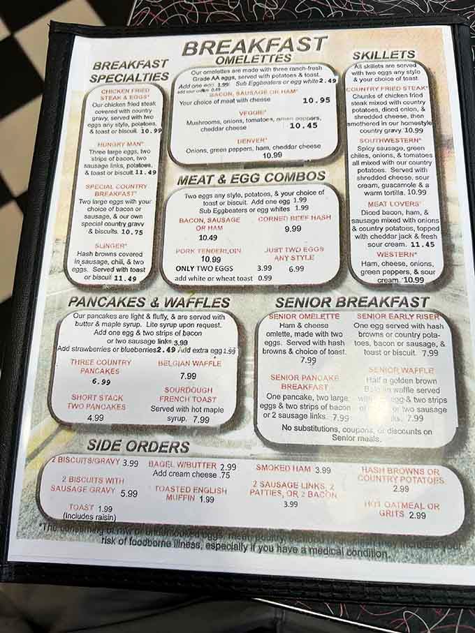 This menu reads like a love letter to classic American breakfast, and you're invited to the romance.