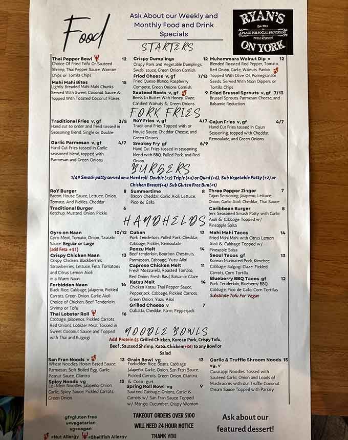 This menu reads like a world tour, proving great food knows no boundaries or borders.