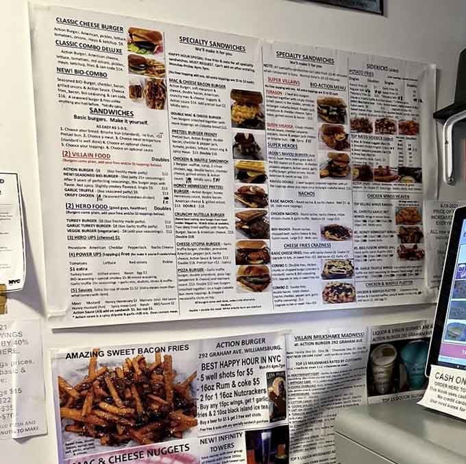 When a menu needs this much space, you know the kitchen isn't messing around with your burger options.