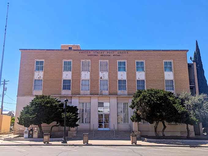 The historic post office building stands as a testament to when government architecture actually had some personality and style.