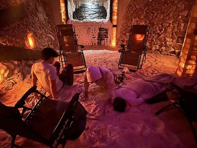Family salt therapy sessions: because sometimes the best bonding happens when everyone's too relaxed to argue.