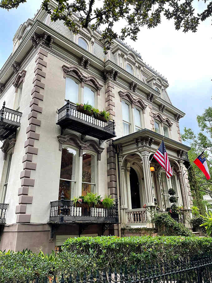 Wrought-iron balconies and architectural details that make modern construction look like it's not even trying to compete.