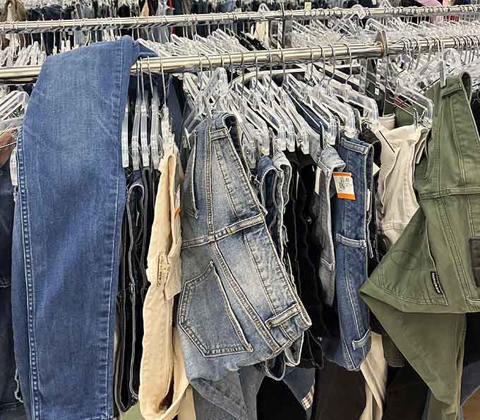 More denim than a Levi Strauss fever dream, organized by size so you don't have to excavate like an archaeologist.